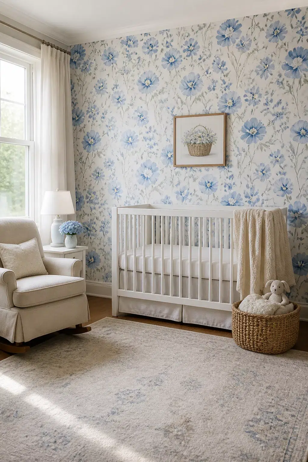 22 Blue Floral Nursery Wallpapers You'll Love